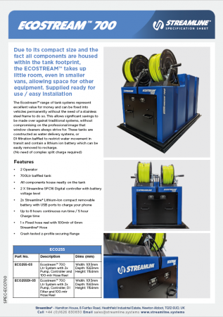 The Ecostream™700 Tank System - Streamline Systems